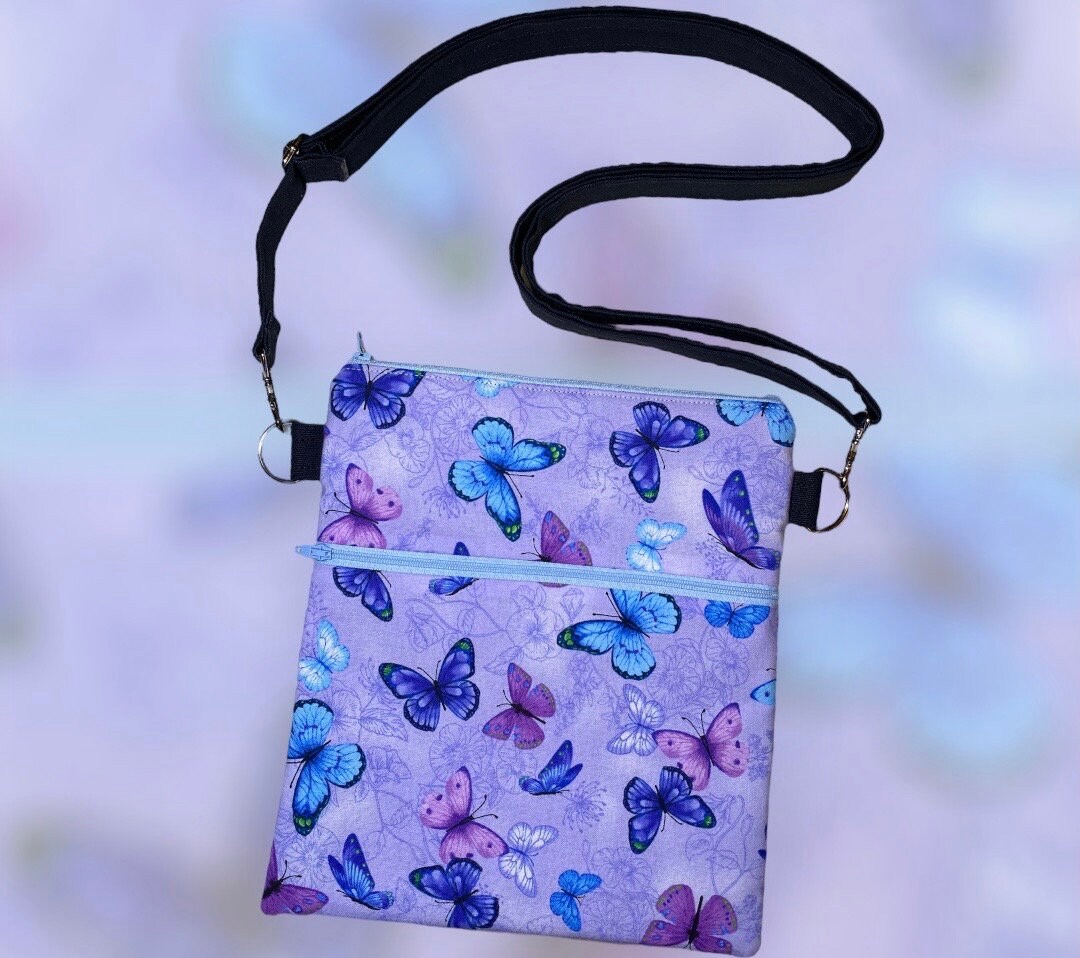 Purple Butterfly Crossbody Bag, Purse, Zipper Crossbody, Butterfly ...