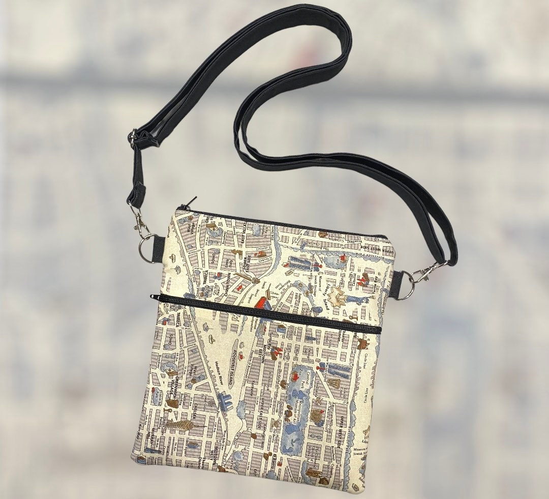 New York Crossbody Purse, NYC Map, Big Apple Handbag, Tote, Messenger ...