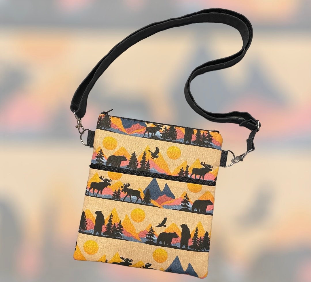 Sunset Moose Crossbody Bag, Wildlife Shoulder Bag, Zipper Purse ...