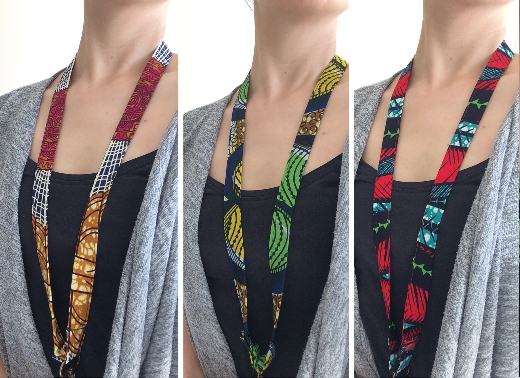 African Fabric Lanyard, ID Neck Strap, Key Fob, Office, Gift, Security ...