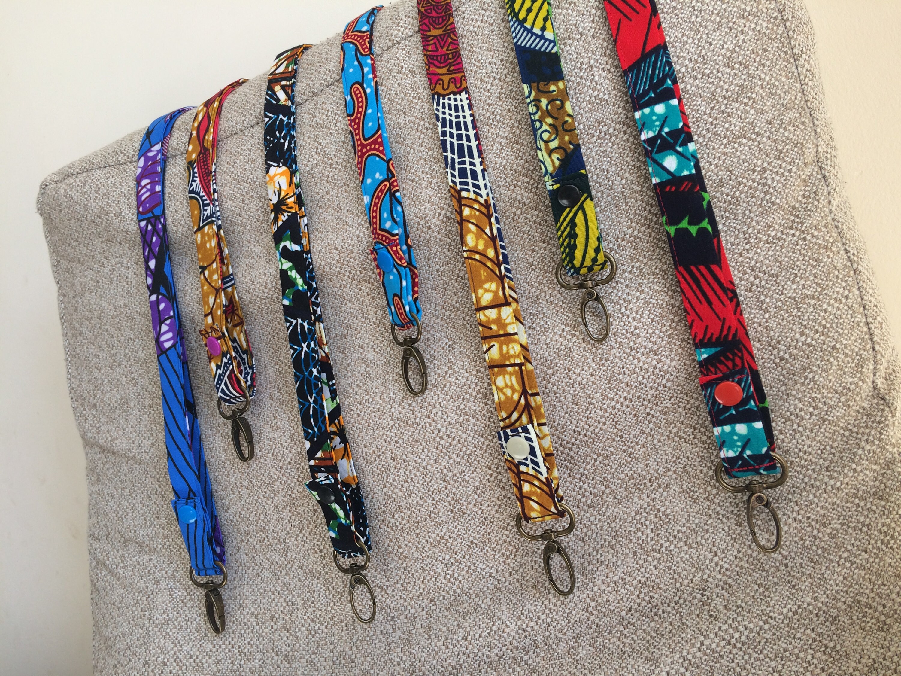 African Fabric Lanyard, ID Neck Strap, Key Fob, Office, Gift, Security ...