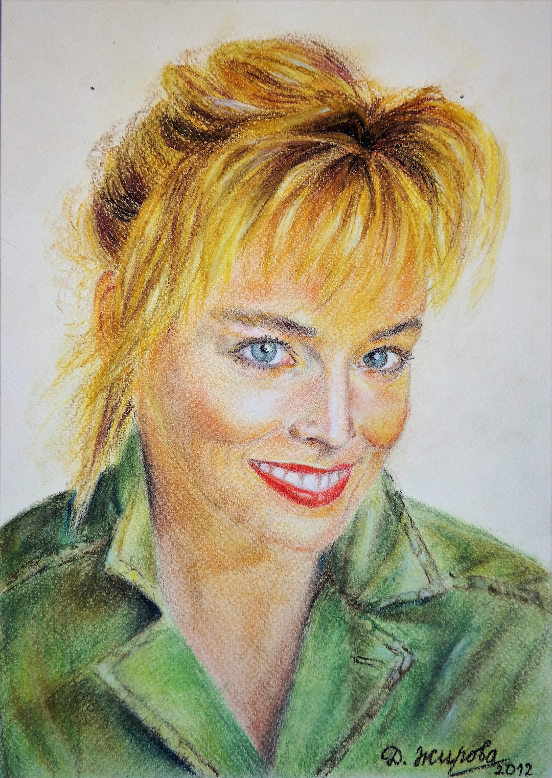 Original Framed Sharon Stone Portrait, Soft Pastel Drawing - Etsy