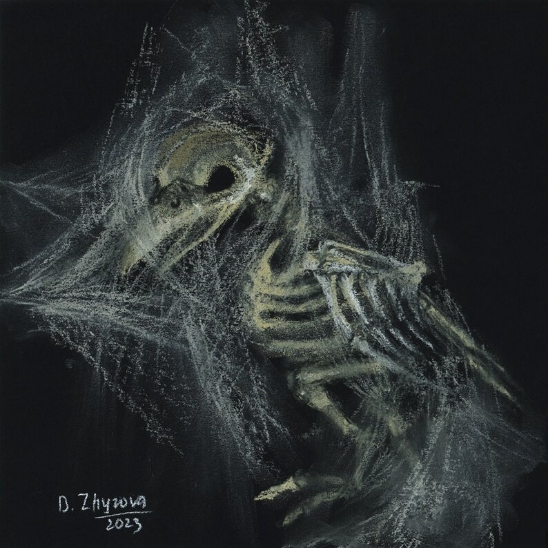 Digital Download Printable Skeletons Gothic Art Set: 5 Original Drawing ...