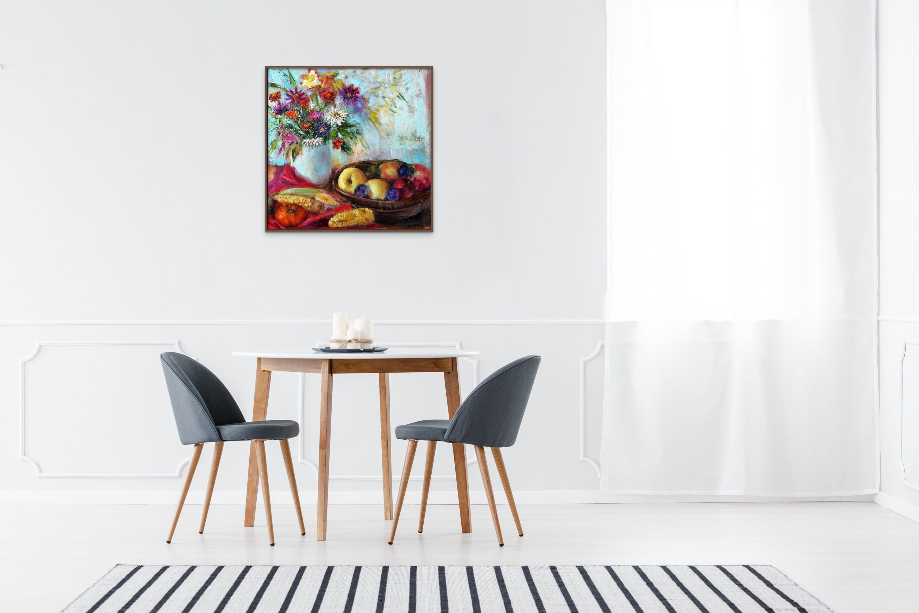 Original Oil Painting Flowers Still Life, Kitchen Wall Art, Cute ...