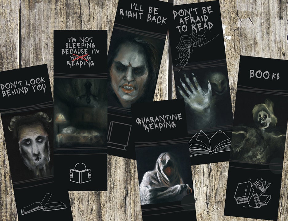 Digital Printable Dark Gothic Art Set: 12 Bookmarks, 10 A6 Postcards, 4 ...