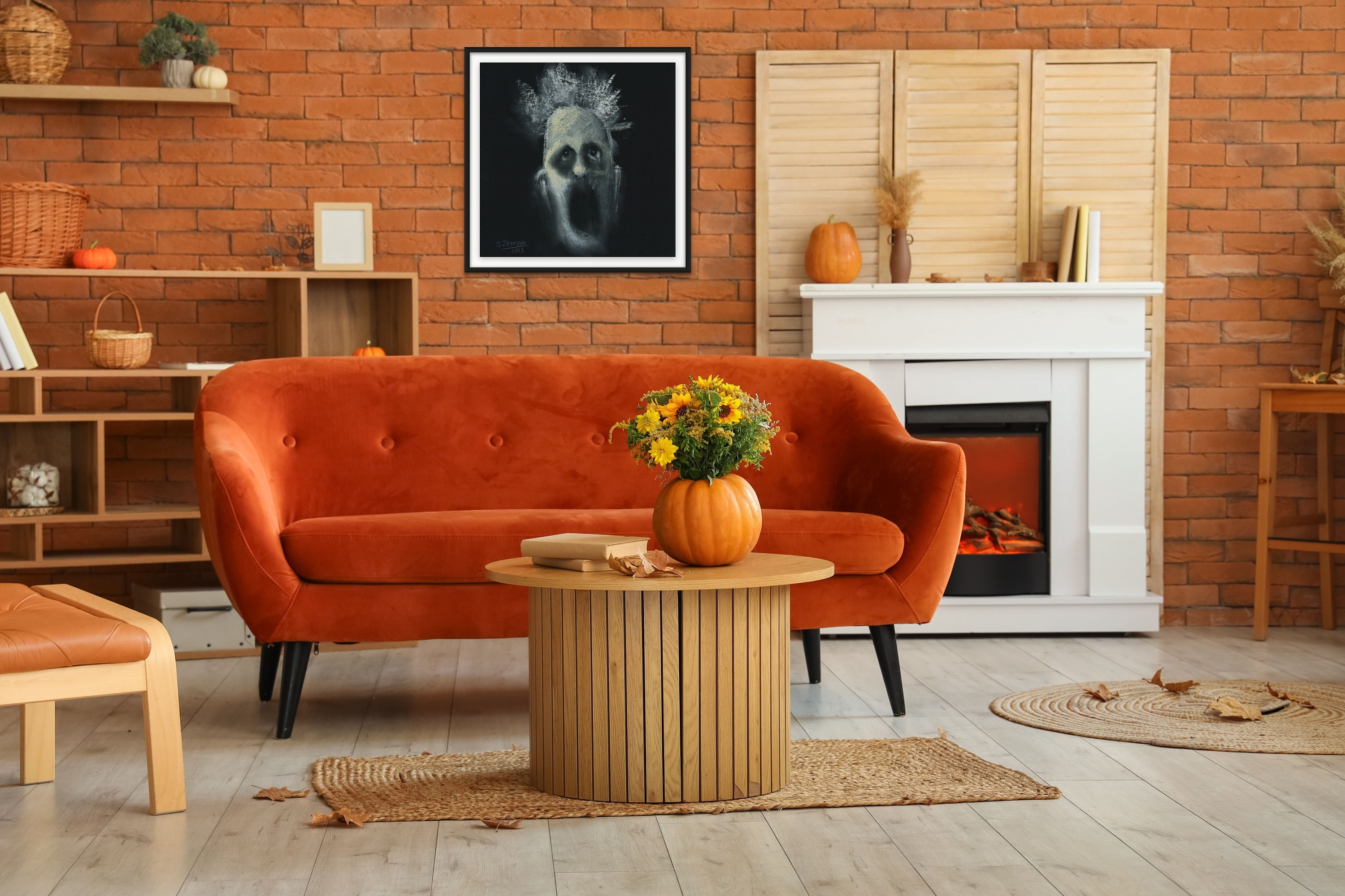 Original Framed Creepy Cute Drawing Halloween Scream - Etsy