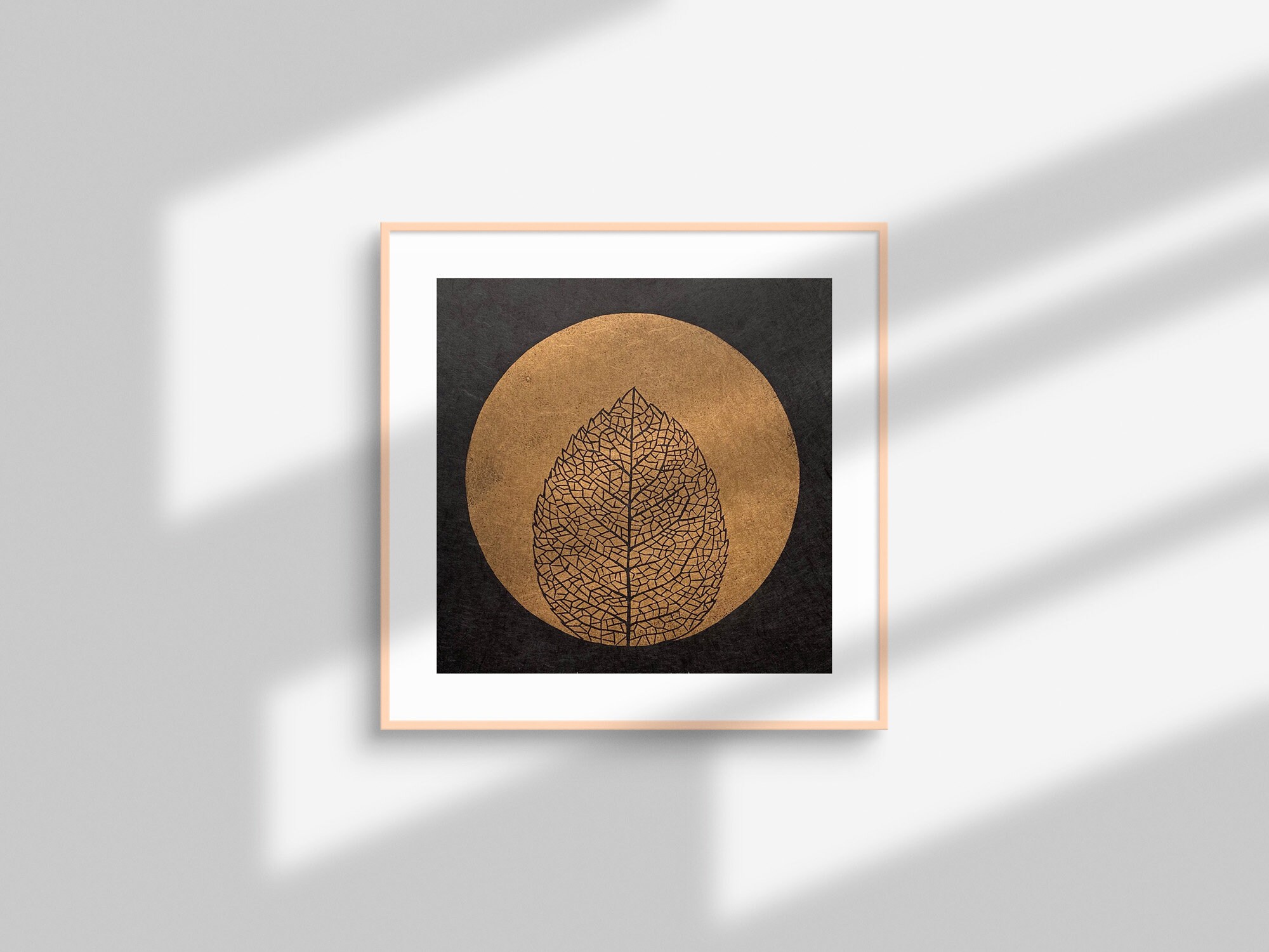 Leaf Linocut Art Print Original Linoprint Abstract Nature | Etsy