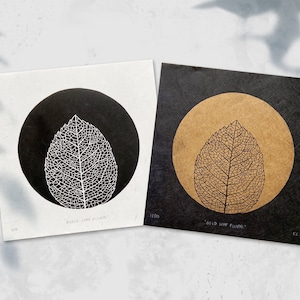 Handprinted Leaf Linocut Art Print, Gold & Silver Highlights - Etsy
