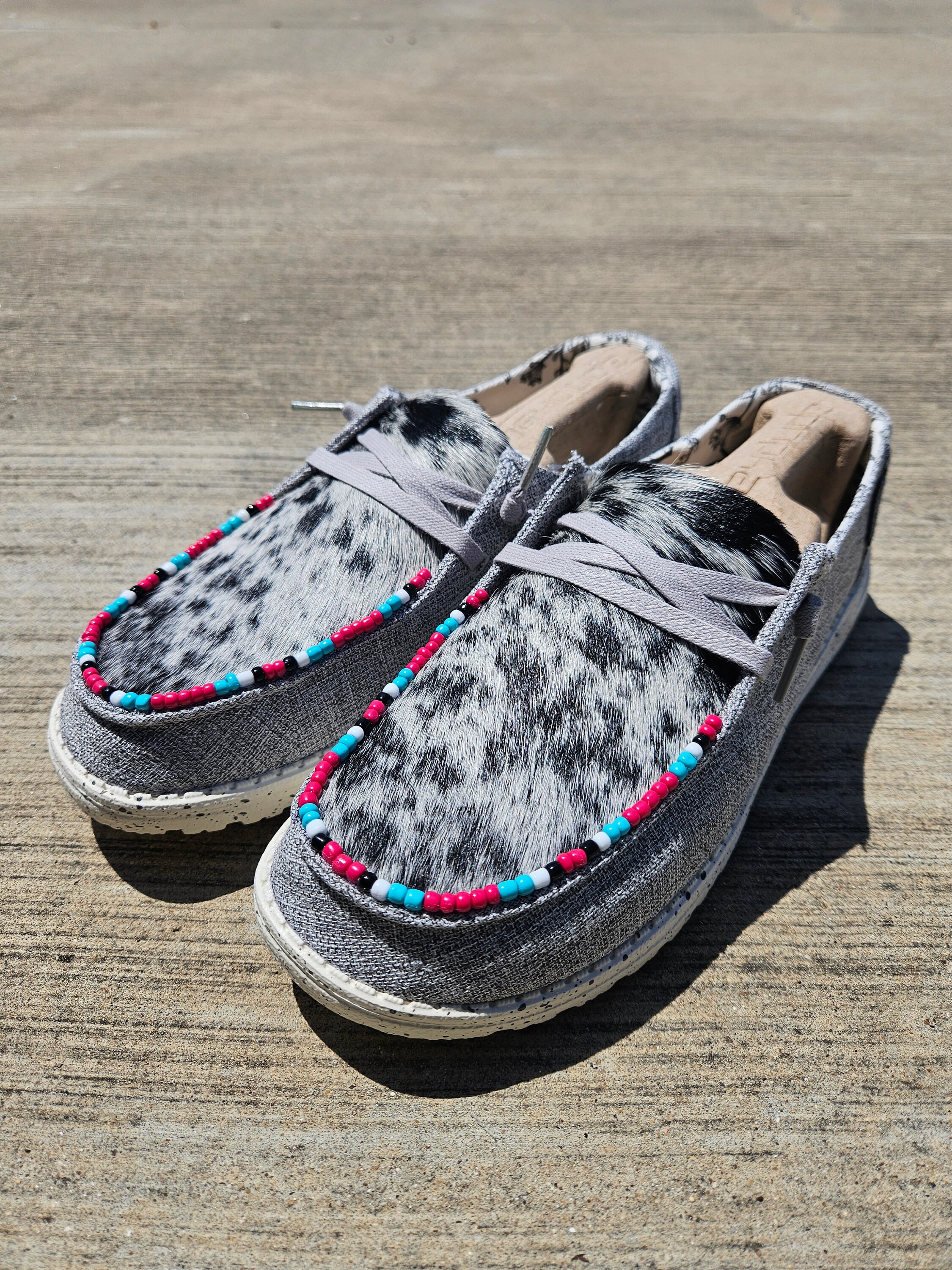 Women's Custom Cowhide With Beads Heydudes - Etsy