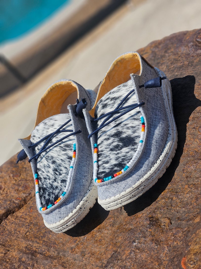 Women's Custom Cowhide With Beads Heydudes - Etsy