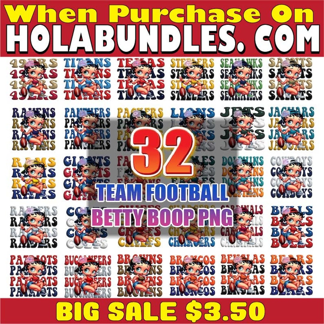 Betty Boop Football PNG, American Football PNG, Football Bundle Png, 32 ...