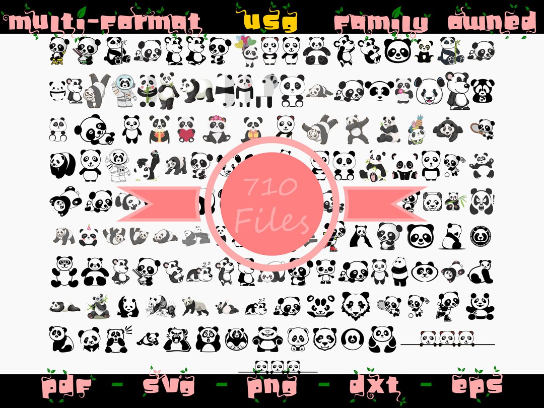 710 File Panda Pack - Cricut & Cameo Compatible - Multi-use - Crafting ...