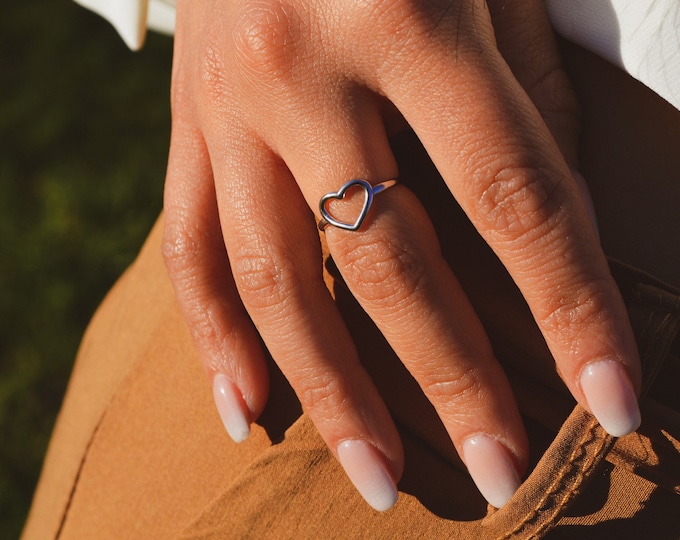 Small Heart Ring in 925 Silver Dipped in 18-karat Yellow and Rose Gold ...