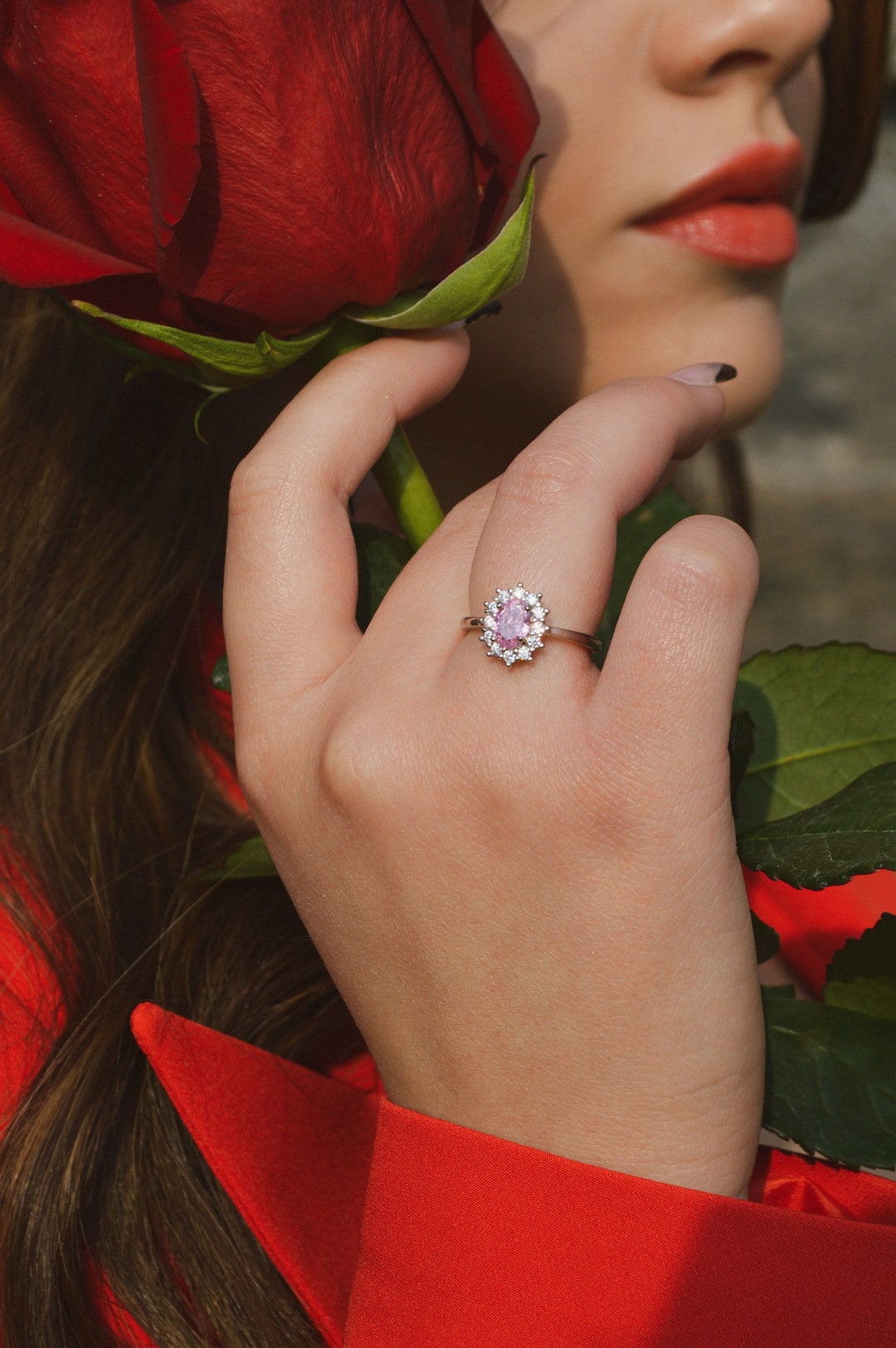 Anello kate grande in argento 925 regolabile, zirconi blu, bianchi e ...