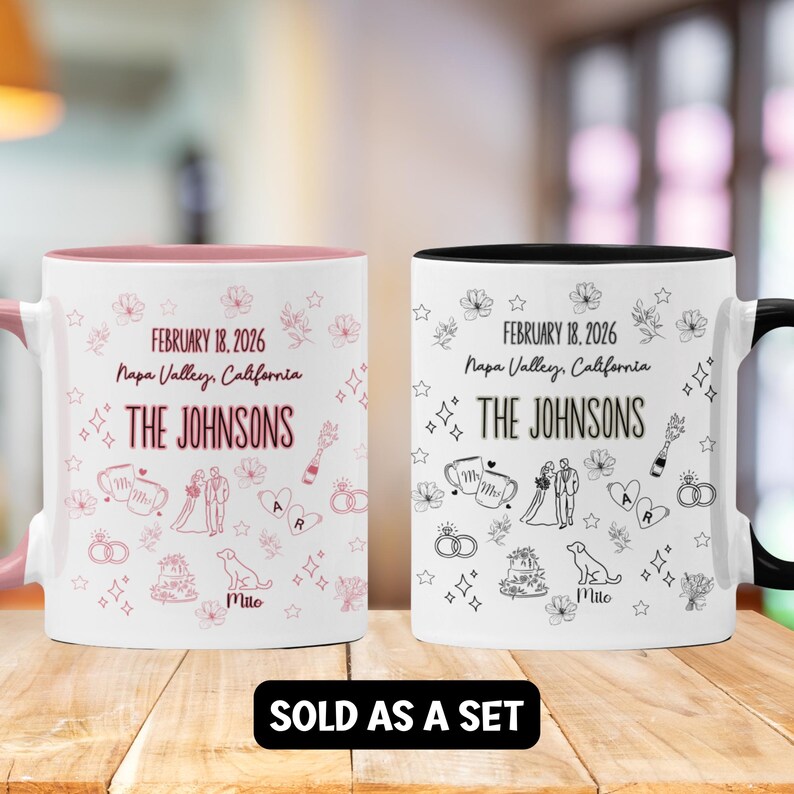 Personalized Wedding Date Mug, Custom City and Names Married Cup, Mr ...