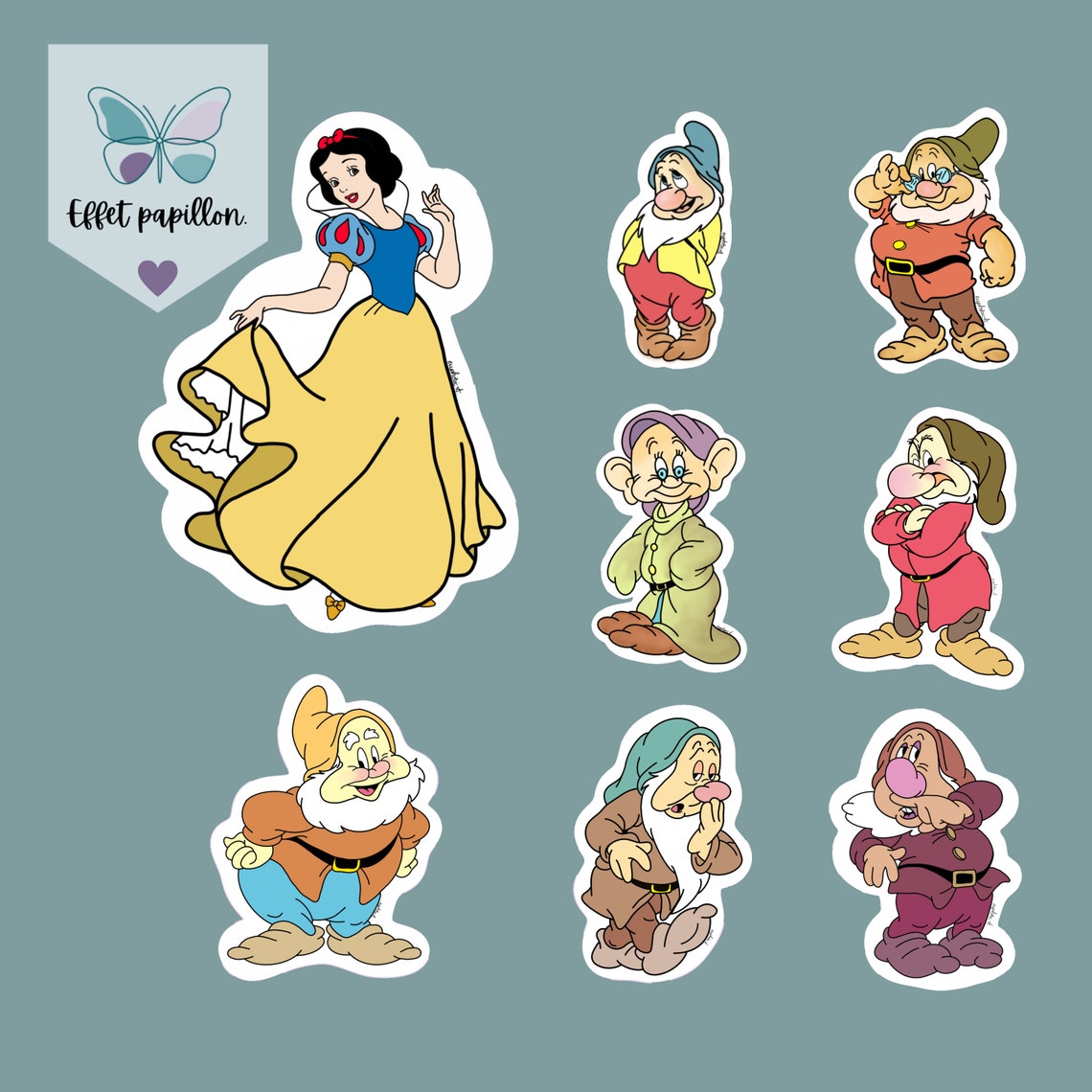 Snow White And The 7 Dwarfs Sticker Set Etsy