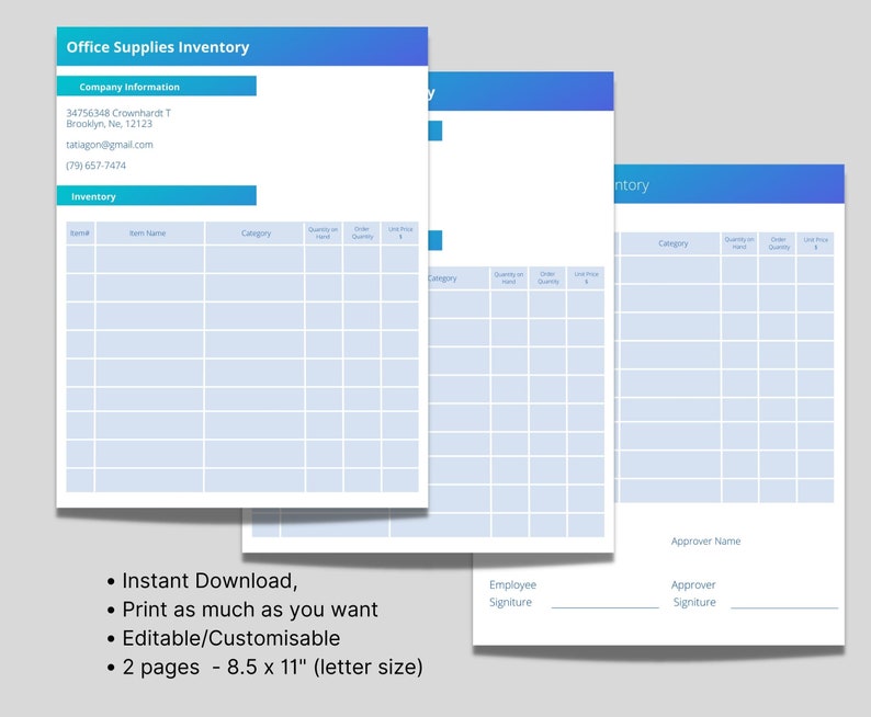 Office Supplies Inventory Template, Simple Inventory Checklist Template ...