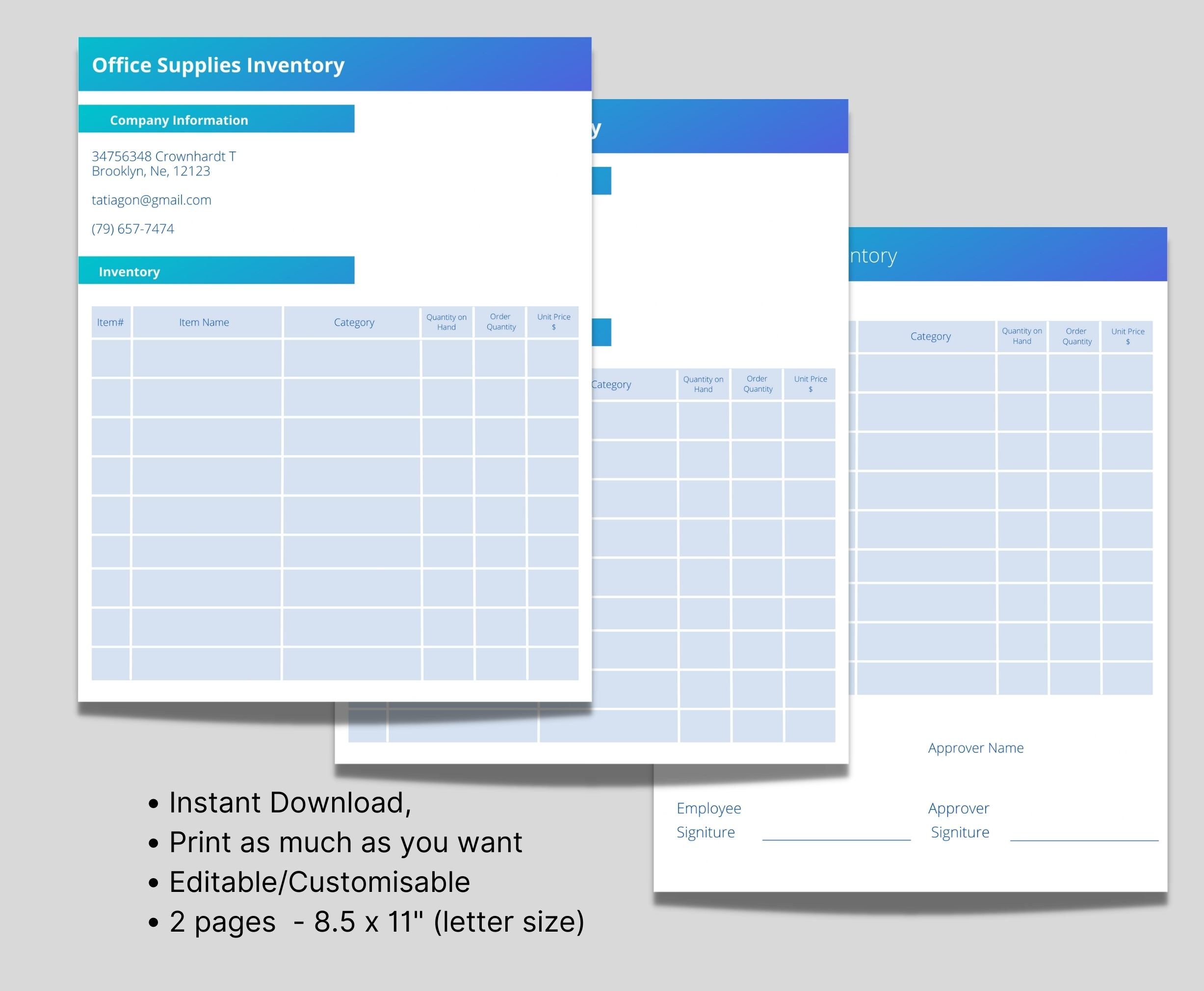 Office Supplies Inventory Template, Simple Inventory Checklist Template ...