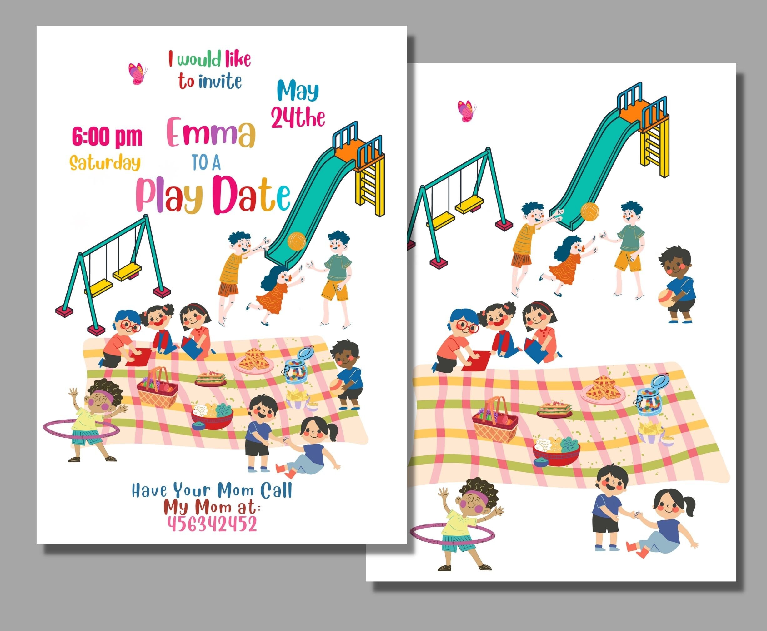 Picnic Playdate Invitation, Let’s Play, Summer Playdate Invitation ...