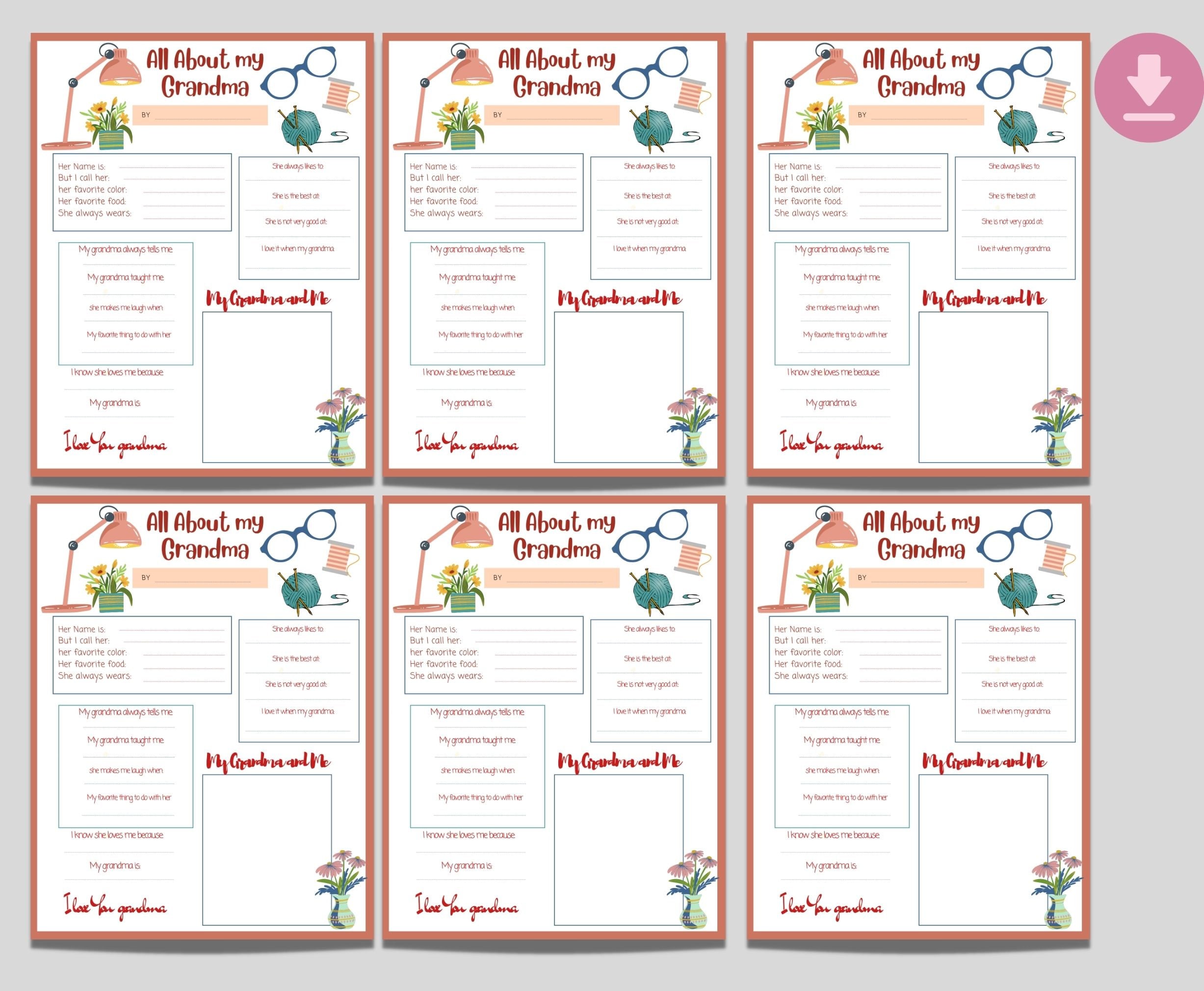 All About My Grandma PRINTABLE INTERVIEW, All About Mom & Grandma ...