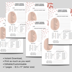 Sweet Spring Questionnaire (gift Exchange, Gift Ideas, Sorority, Church ...