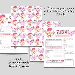 Valentine's Day Secret Pal Questionnaire, Printable Gift Exchange Wish ...