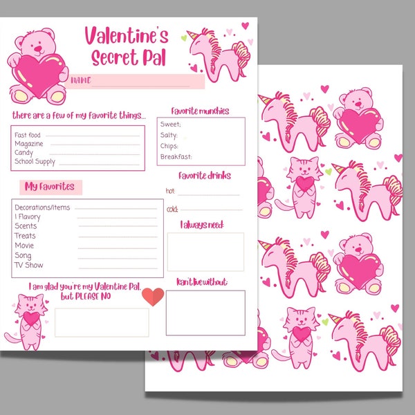 Secret Pal Questionnaire - Etsy