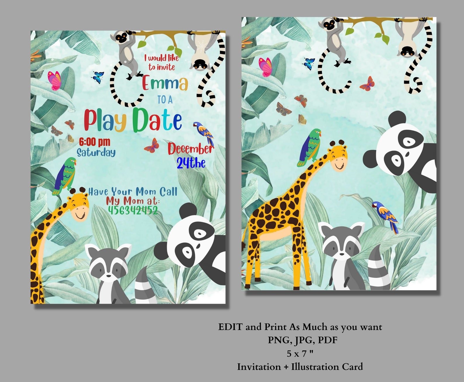Playdate Invitation Template Editable Printable Playdate Card, Play ...