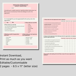 Employee Appreciation Survey Questionnaire Template, Employee ...