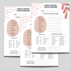 Sweet Spring Questionnaire (gift Exchange, Gift Ideas, Sorority, Church ...