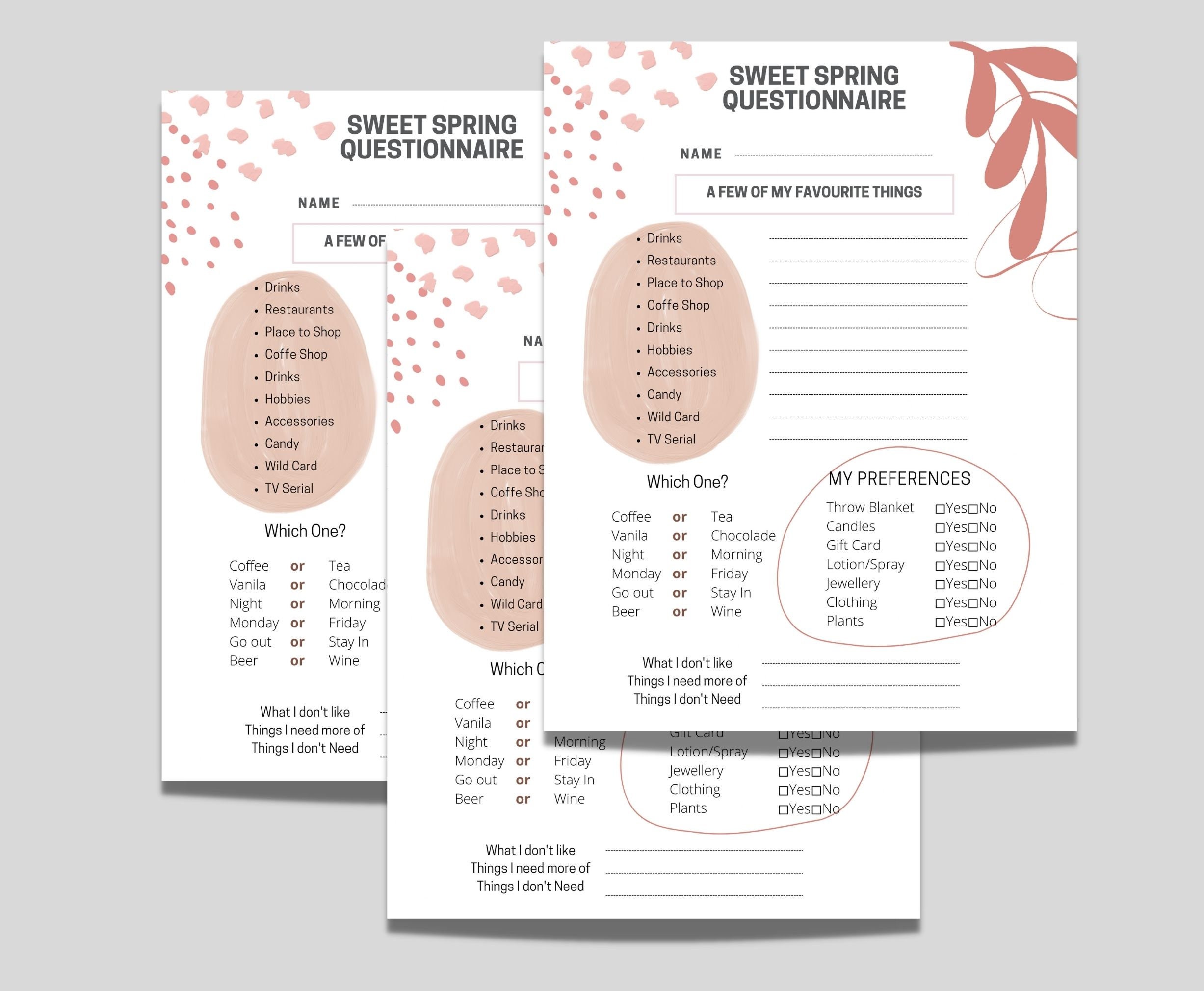 Sweet Spring Questionnaire gift Exchange, Gift Ideas, Sorority, Church ...