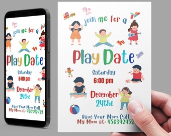 EDITABLE PRINTABLE Boy's Playdate Cards Printable Kid Moving Playdate ...