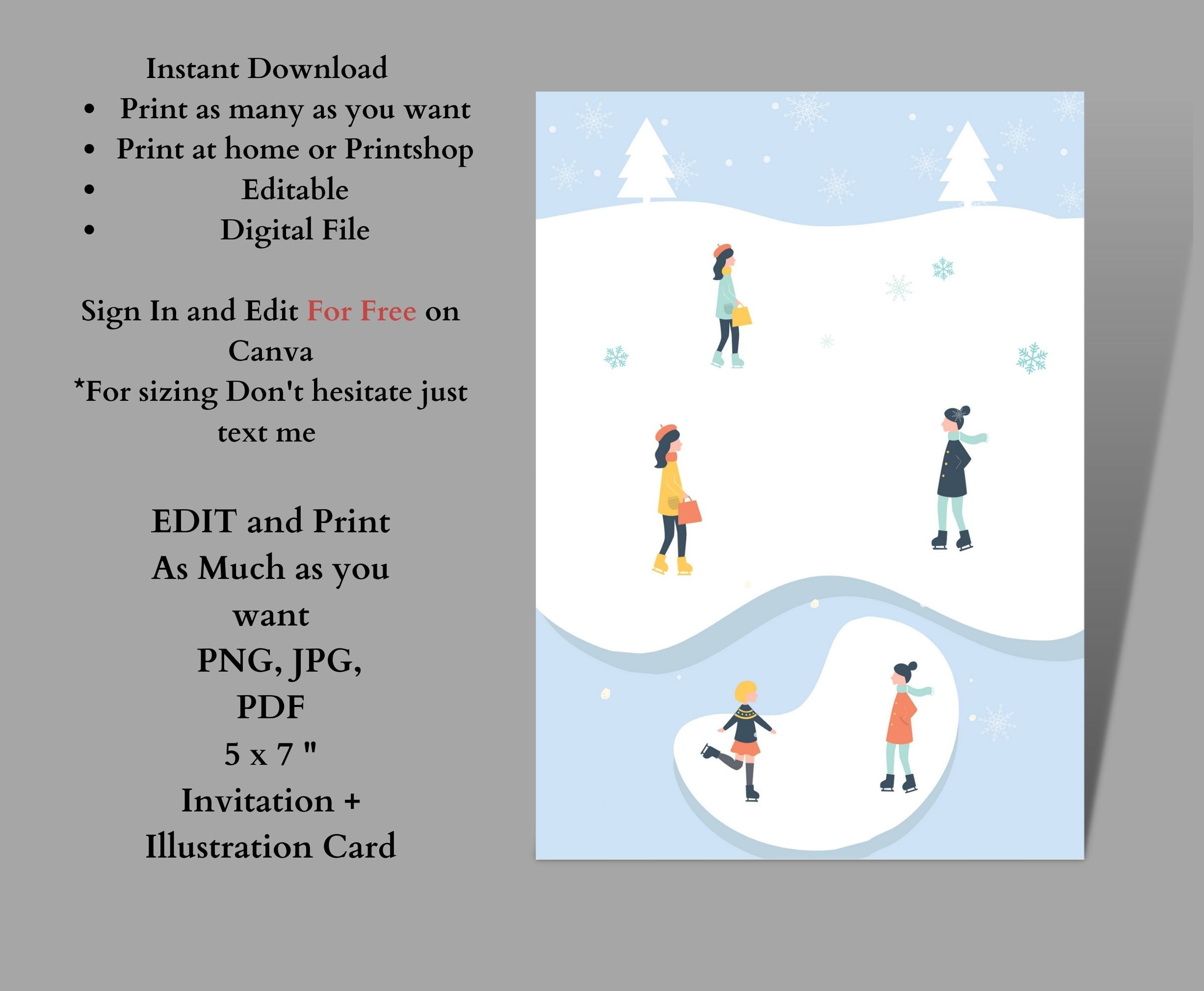 EDITABLE Ice Skating Invitation Template Ice Skating Birthday - Etsy