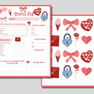 Valentine's Day Secret Pal Questionnaire, Printable Gift Exchange Wish ...