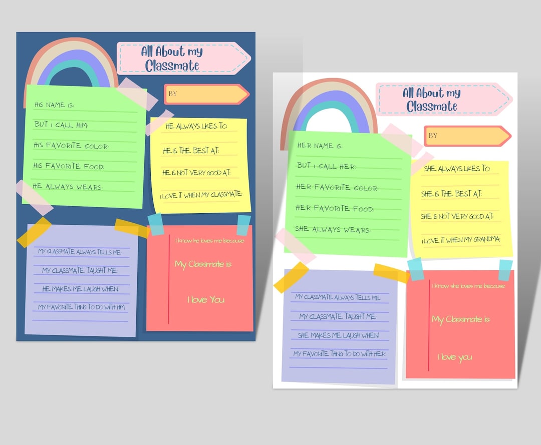 All About My Classmate, All About My Best Friend Worksheet Editable, My ...