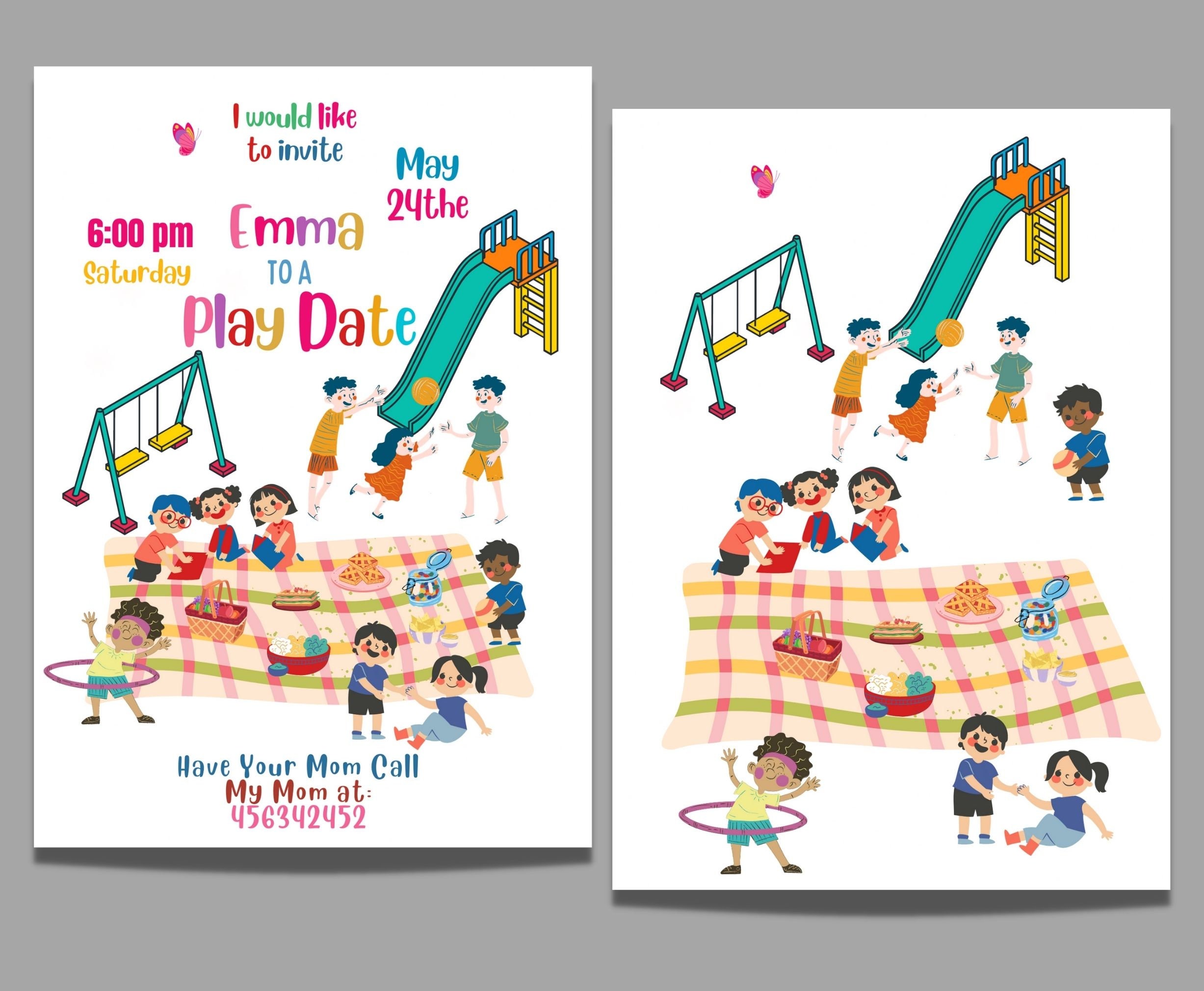 Picnic Playdate Invitation, Let’s Play, Summer Playdate Invitation ...