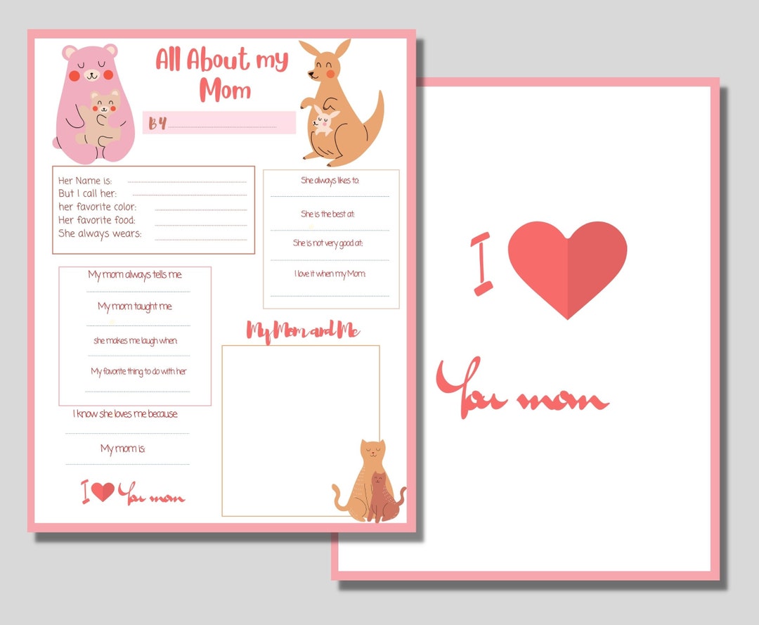 All About My Mom, My Mom Questionnaire Perfect for Mother’s Day, Her ...
