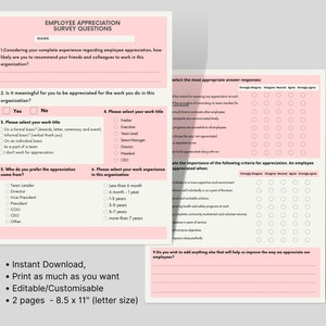 Employee Appreciation Survey Questionnaire Template, Employee ...