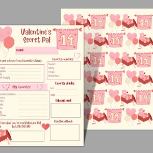 Valentine's Day Secret Pal Questionnaire, Printable Gift Exchange Wish ...