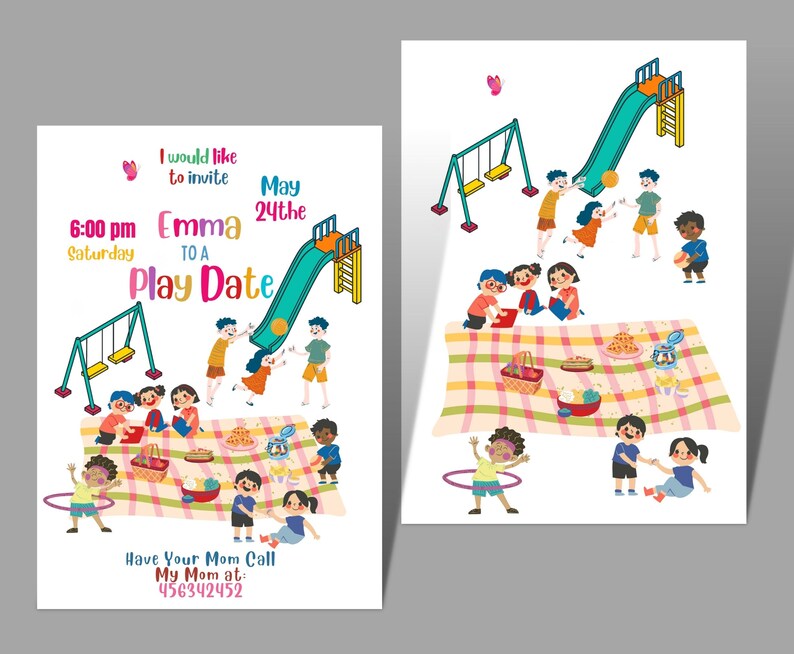 Picnic Playdate Invitation, Let’s Play, Summer Playdate Invitation ...