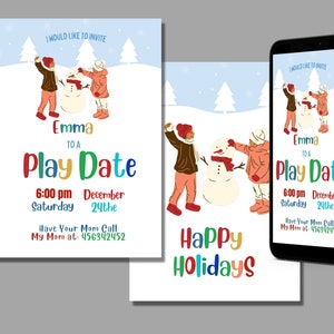 Playdate Invitation Template Editable Printable Playdate Card, Play ...