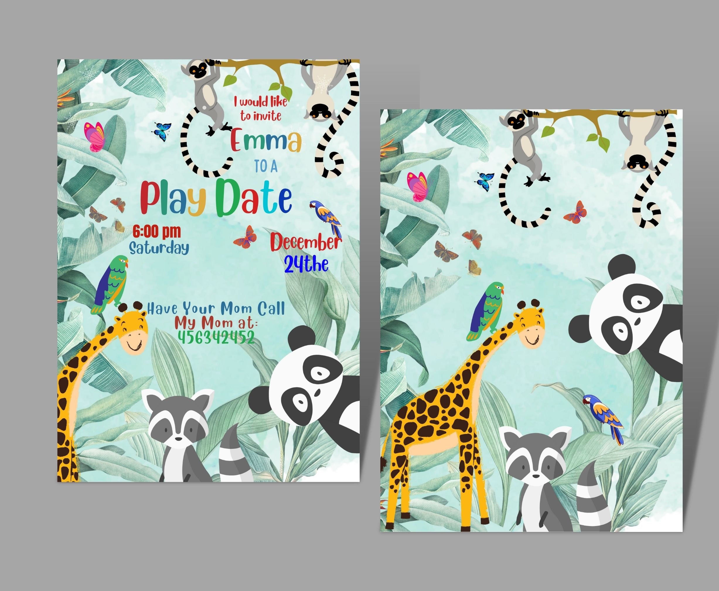 Playdate Invitation Template Editable Printable Playdate Card, Play ...