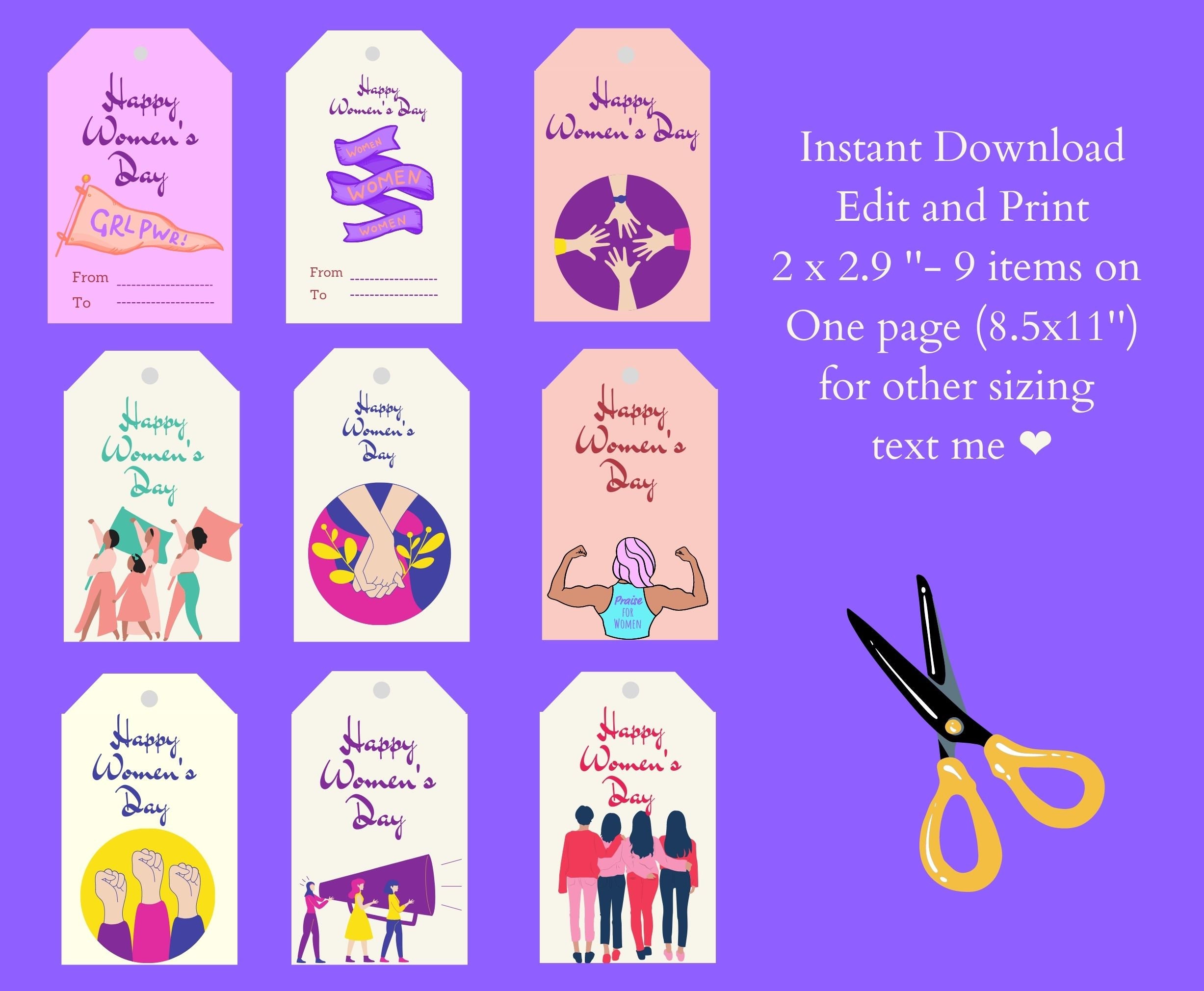 Set of International Women's Day Gift Tags With Illustrations ...