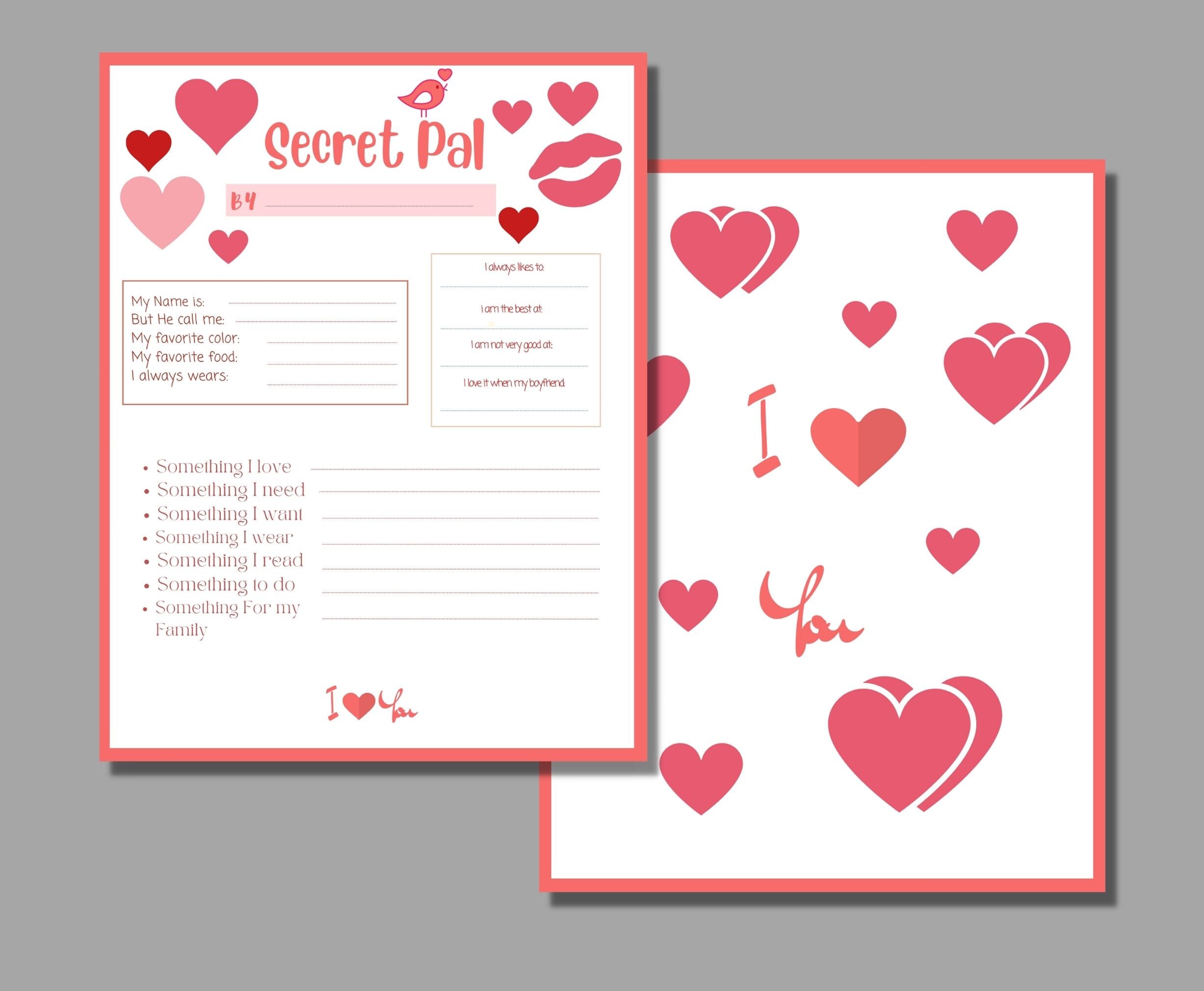 Valentine's Day Secret Pal Questionnaire, Printable Gift Exchange Wish ...