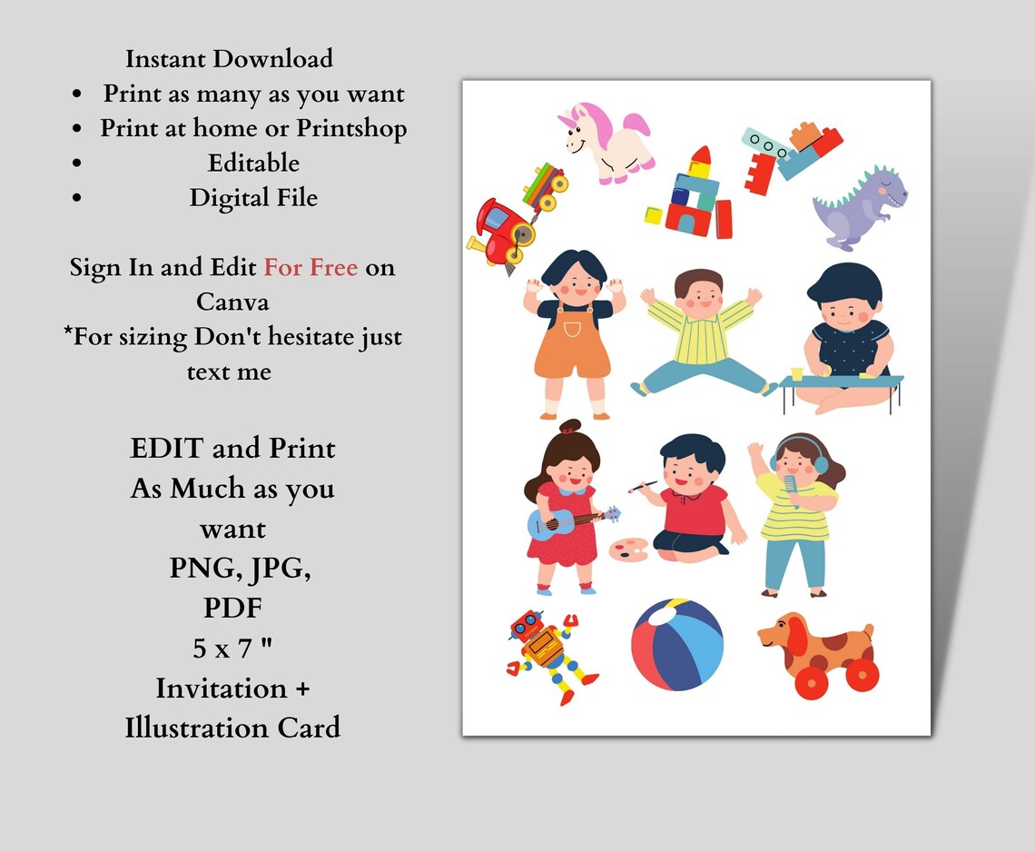 Playdate Invitation Template Editable Printable Playdate Card, Play ...
