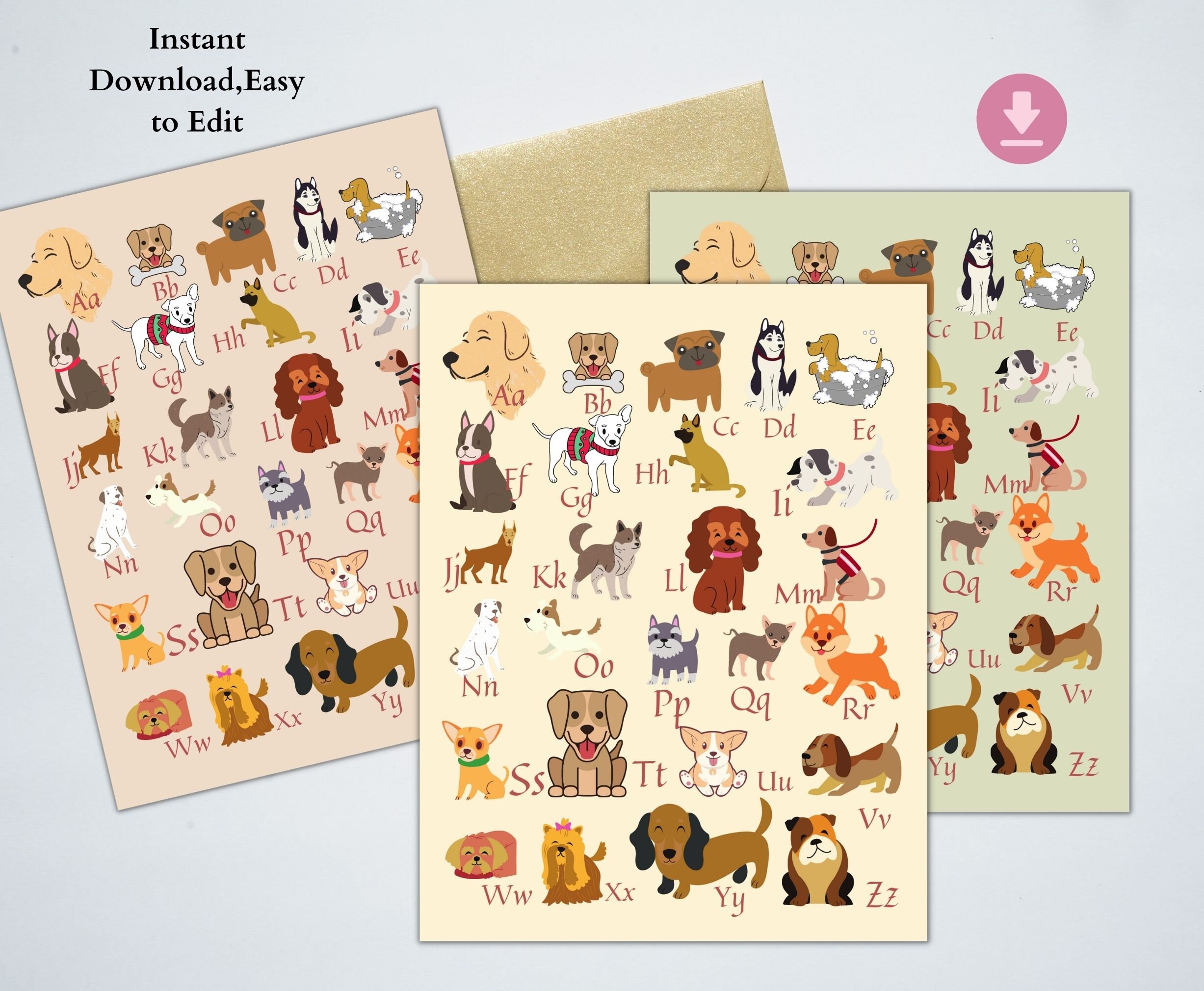 Alphabet Poster Digital, Cute Animal Alphabet Printable, Playroom Wall ...