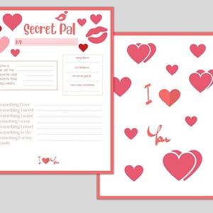 Valentine's Day Secret Pal Questionnaire, Printable Gift Exchange Wish ...