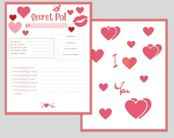 Valentine's Day Secret Pal Questionnaire, Printable Gift Exchange Wish ...