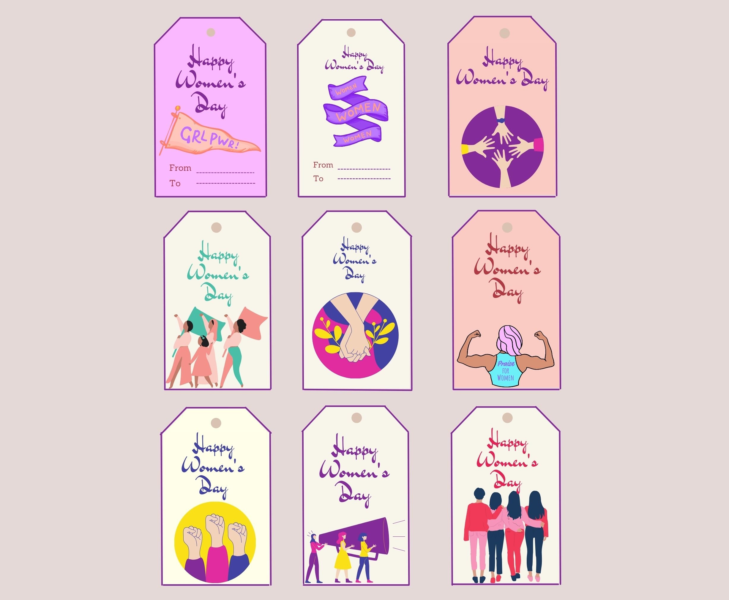 Set of International Women's Day Gift Tags With Illustrations ...