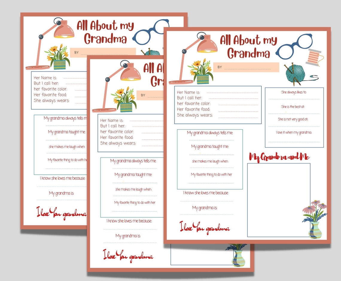 All About My Grandma PRINTABLE INTERVIEW, All About Mom & Grandma ...